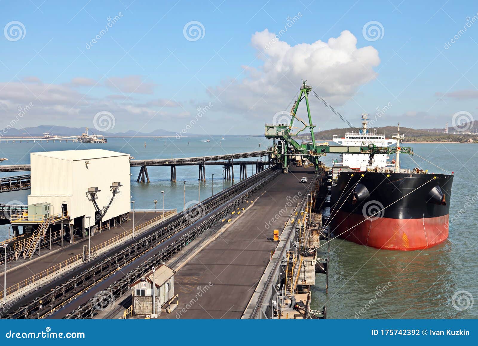 Cargo Terminal for Loading Coal Cargos by Shore Cranes. Port Gladstone ...