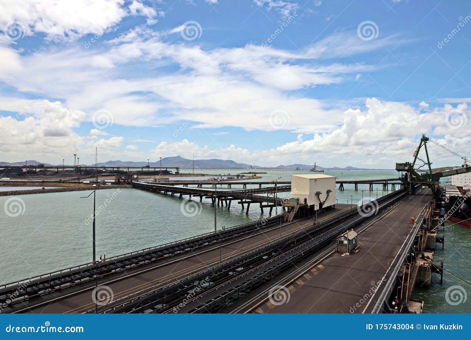 Cargo Terminal for Loading Coal Cargos by Shore Cranes. Port Gladstone ...
