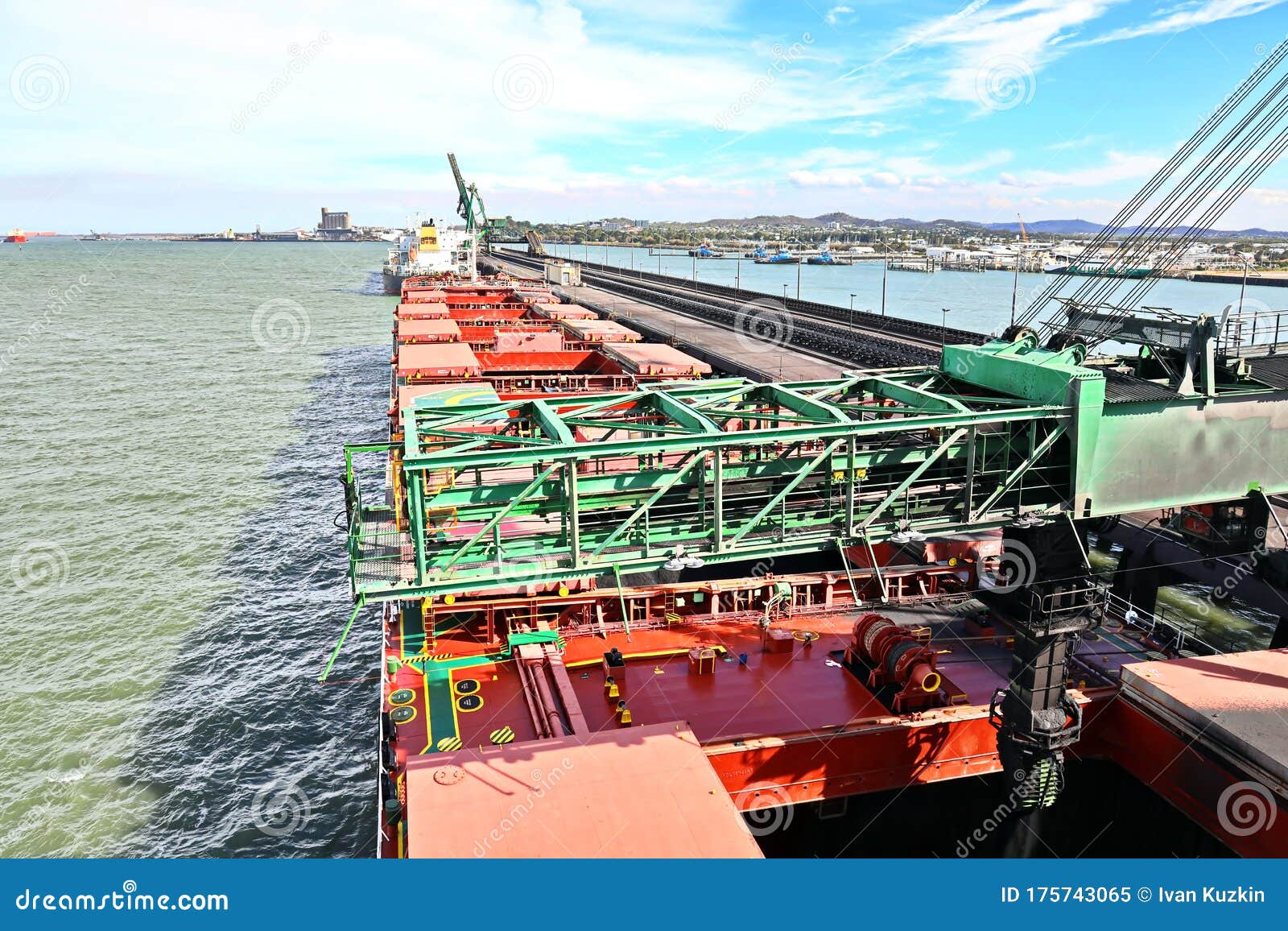 Cargo Terminal for Loading Coal Cargos by Shore Cranes. Port Gladstone ...