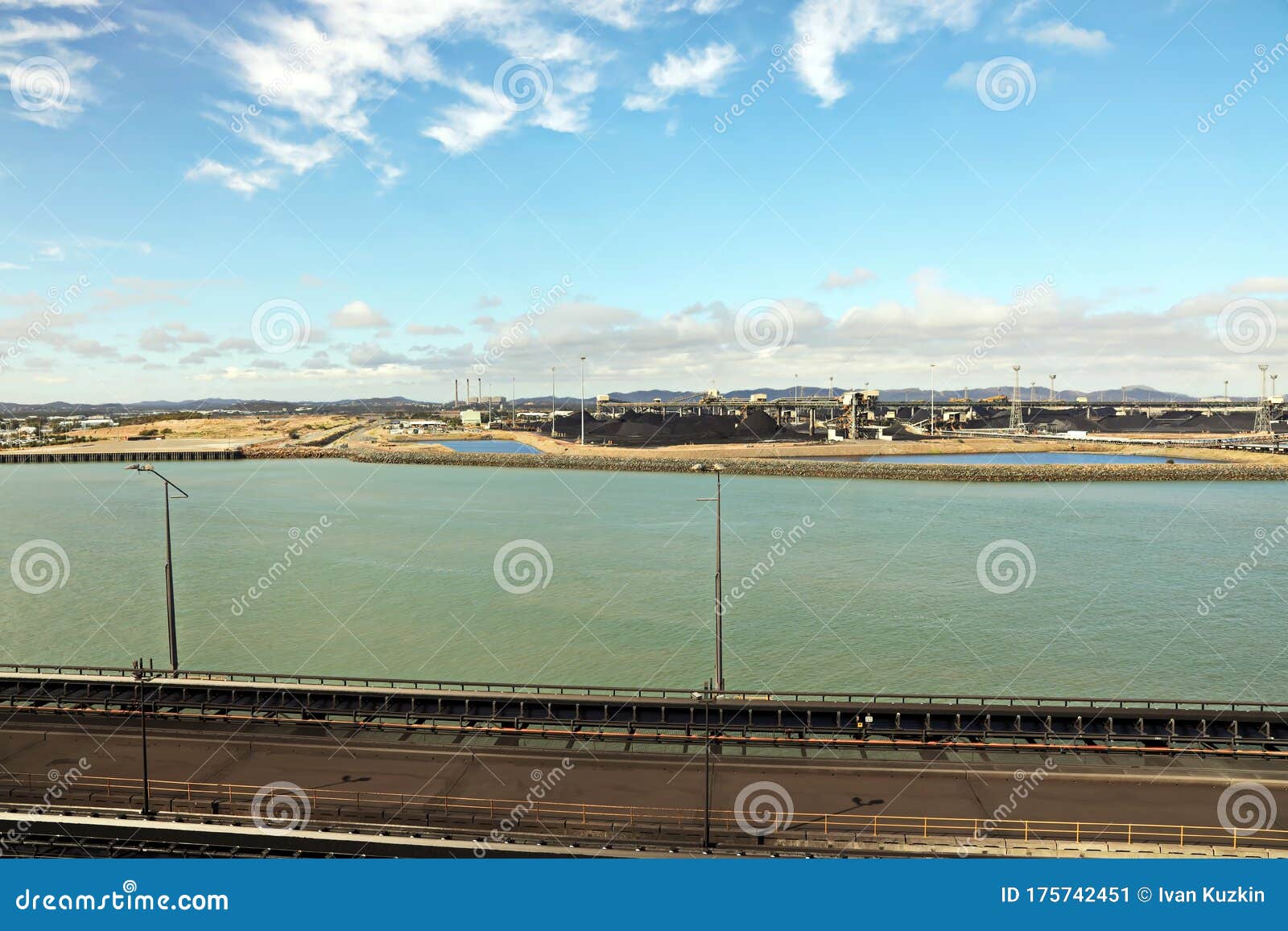 Cargo Terminal for Loading Coal Cargos by Shore Cranes. Port Gladstone ...