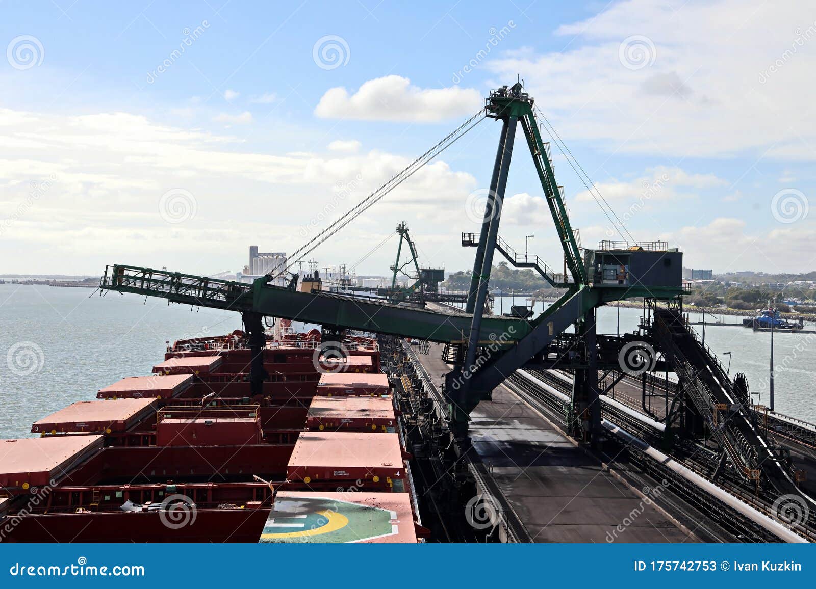 Cargo Terminal for Loading Coal Cargos by Shore Cranes. Port Gladstone ...