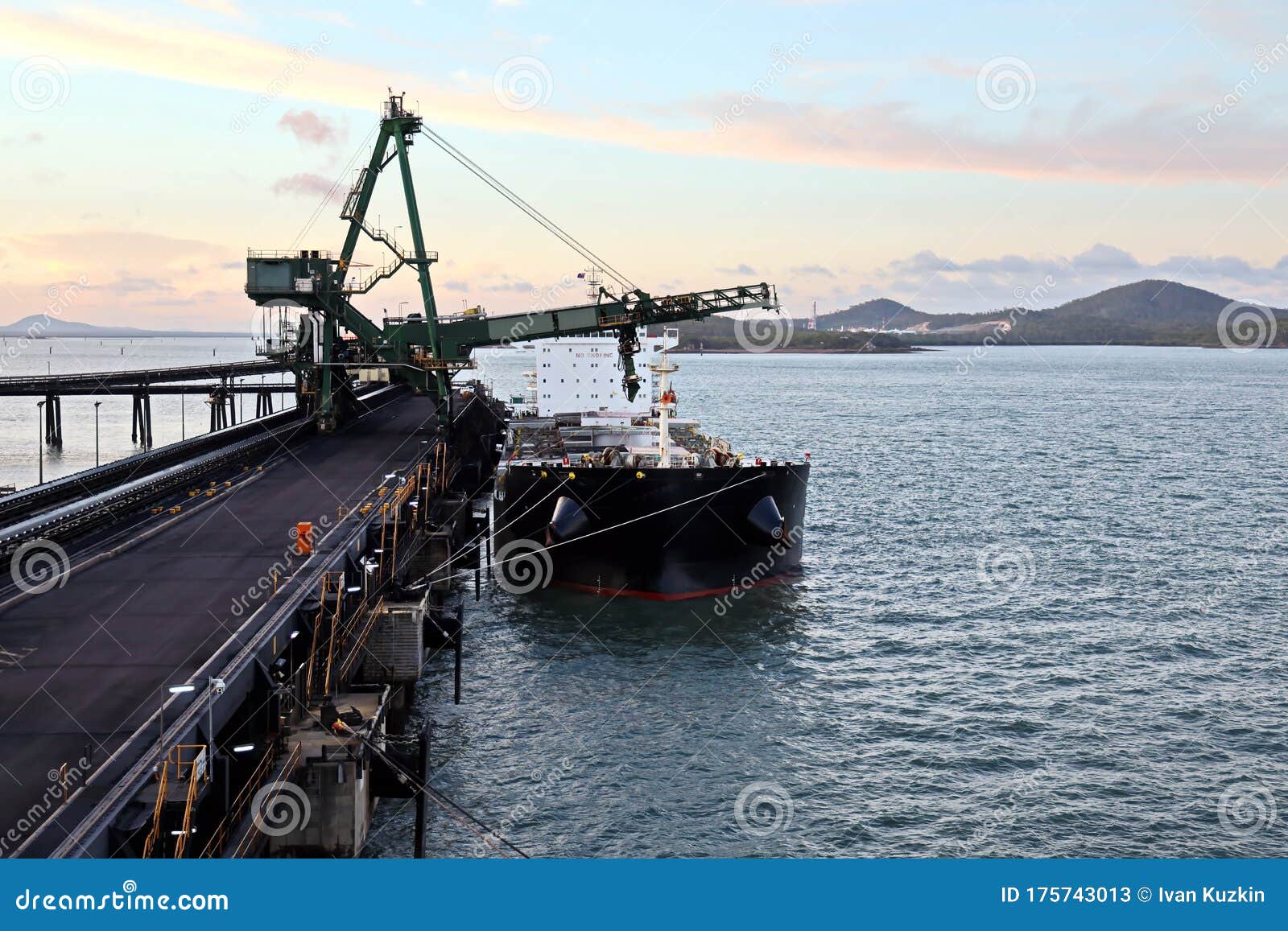 Cargo Terminal for Loading Coal Cargos by Shore Cranes. Port Gladstone ...