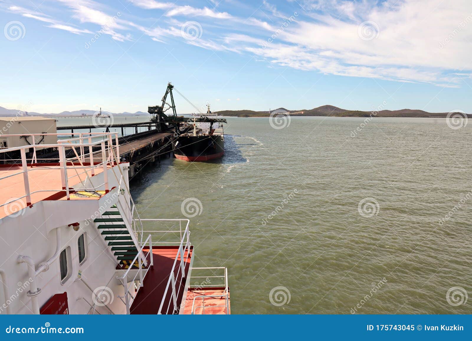 Cargo Terminal for Loading Coal Cargos by Shore Cranes. Port Gladstone ...