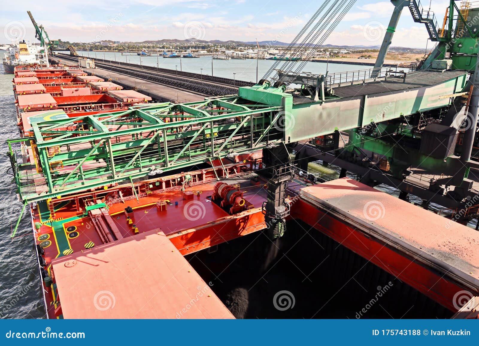 Cargo Terminal for Loading Coal Cargos by Shore Cranes. Port Gladstone ...