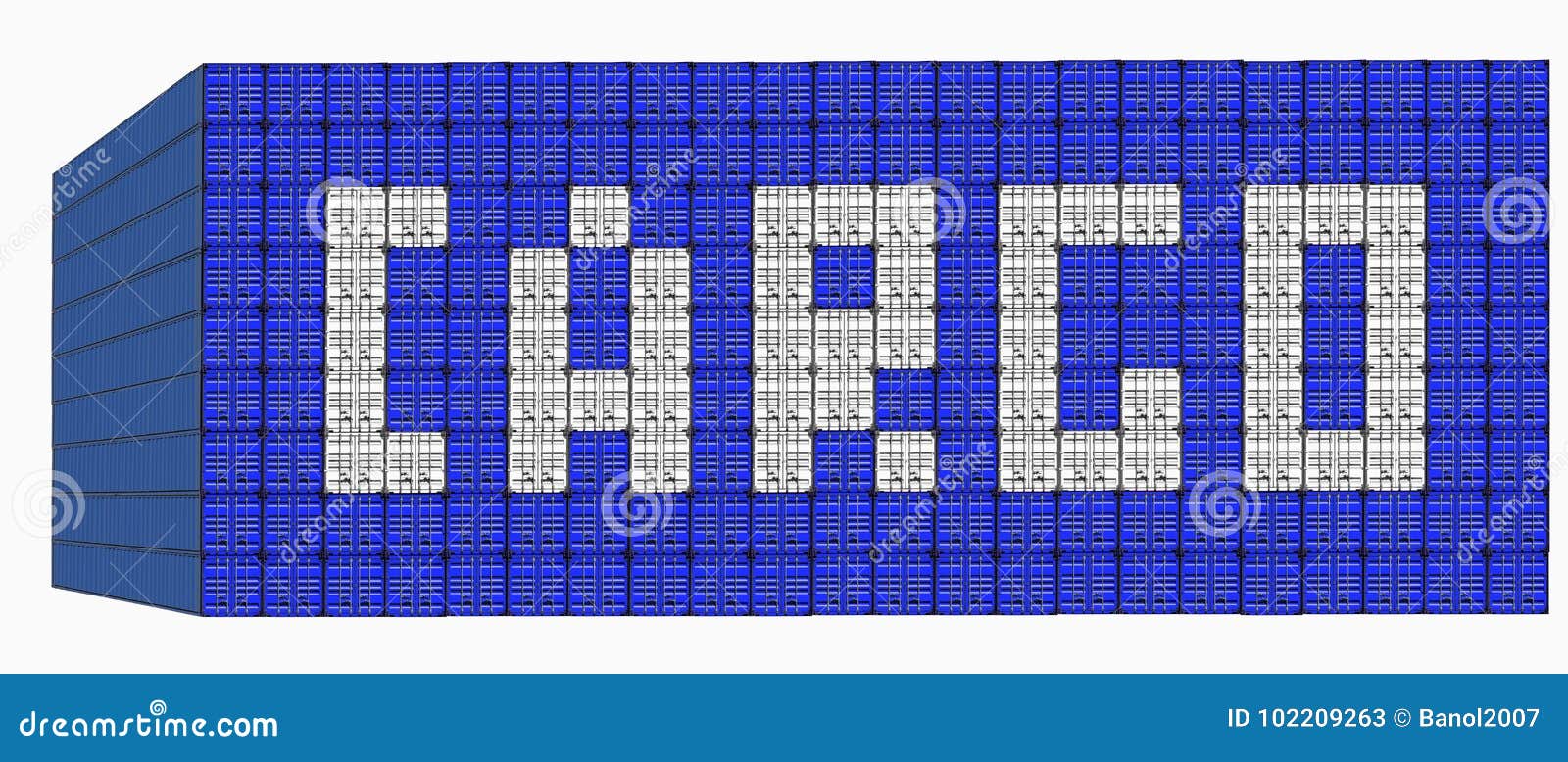 Cargo Text on Containers. Isolated on White Stock Image - Image of ...