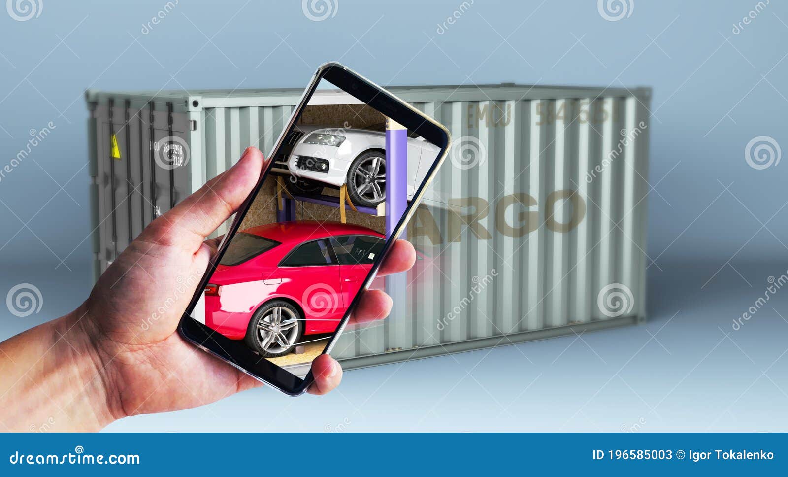 Cargo Tracking Concept Delivery of Cars from Auctions Cars Loaded into ...