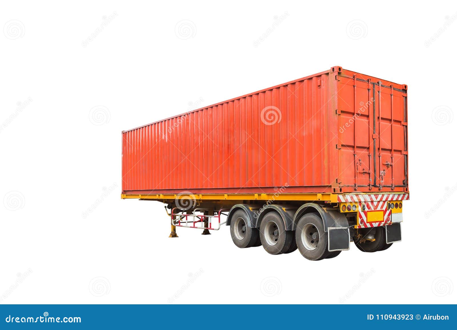 Cargo Trailer Truck with Orange Container Isolate on White Background ...