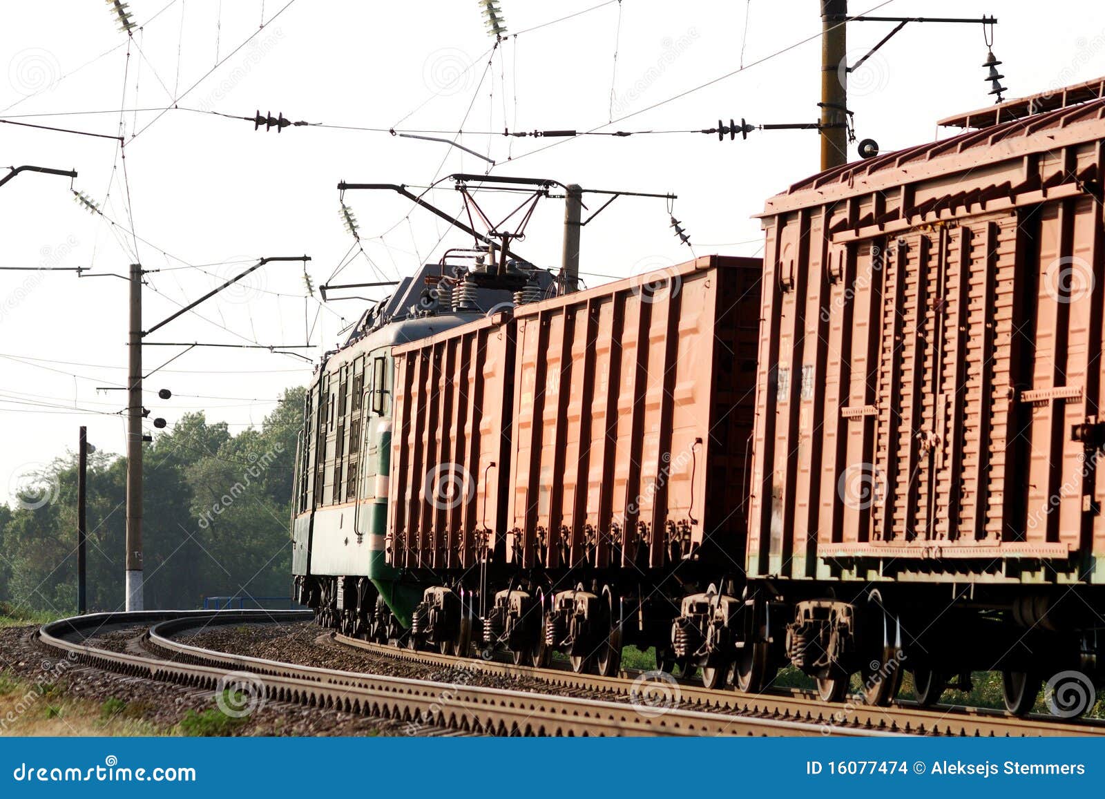 Cargo Train Platform With Container, Railway Stock Photography ...