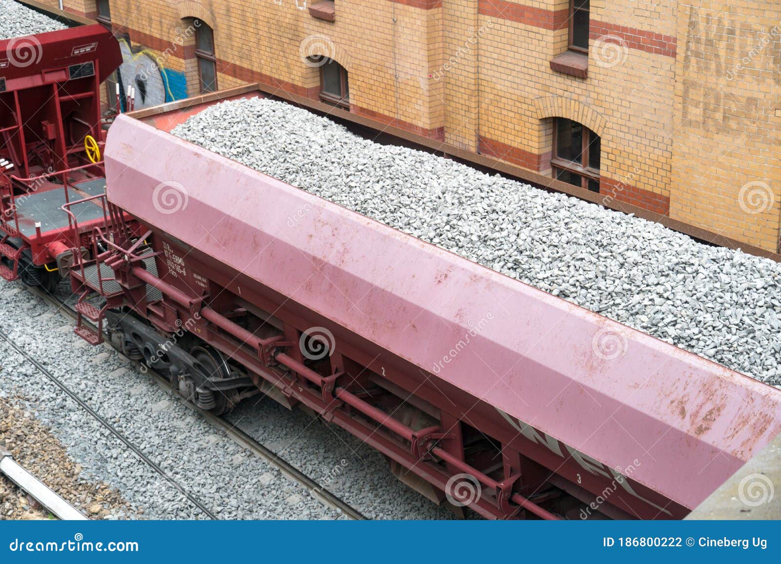 Cargo Train with Aggregate Stones Above Stock Photo - Image of rail ...