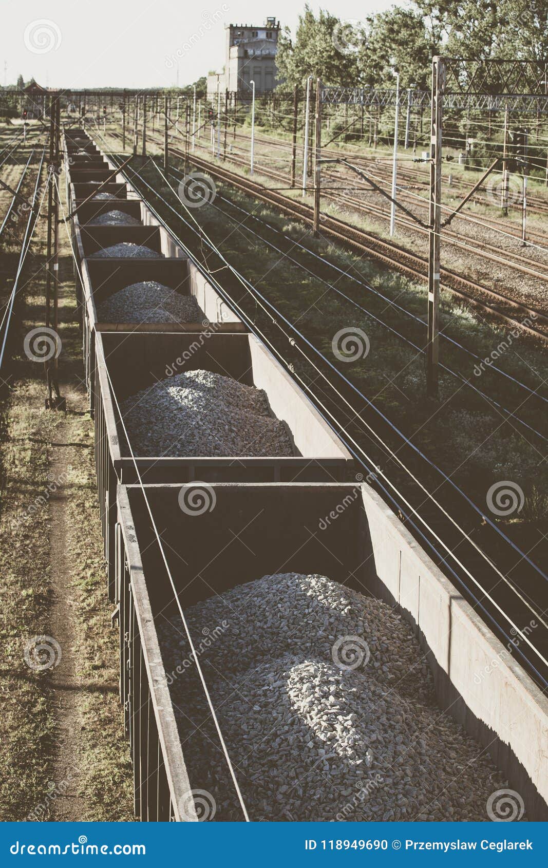 Cargo Train with Aggregate Stones. Stock Photo - Image of filter ...