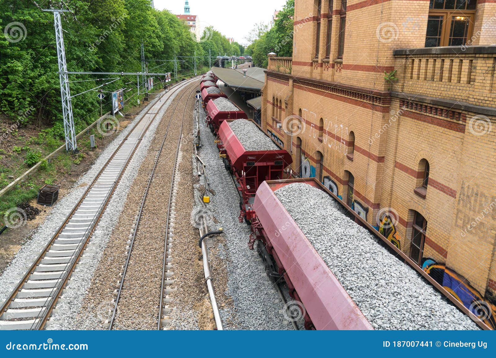 Cargo Train with Aggregate Stones Stock Image - Image of railway, rock ...
