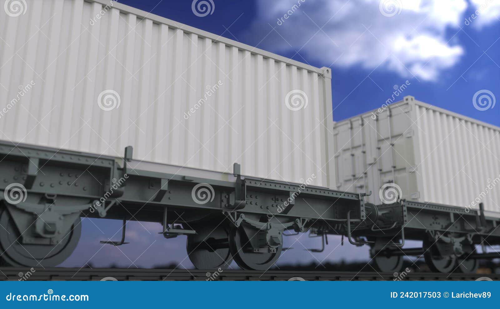 Cargo Train with Blank White Containers. Railway Transportation Stock ...