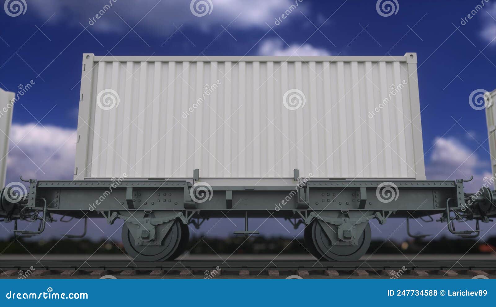 Cargo Train with Blank White Containers. Railway Transportation Stock ...