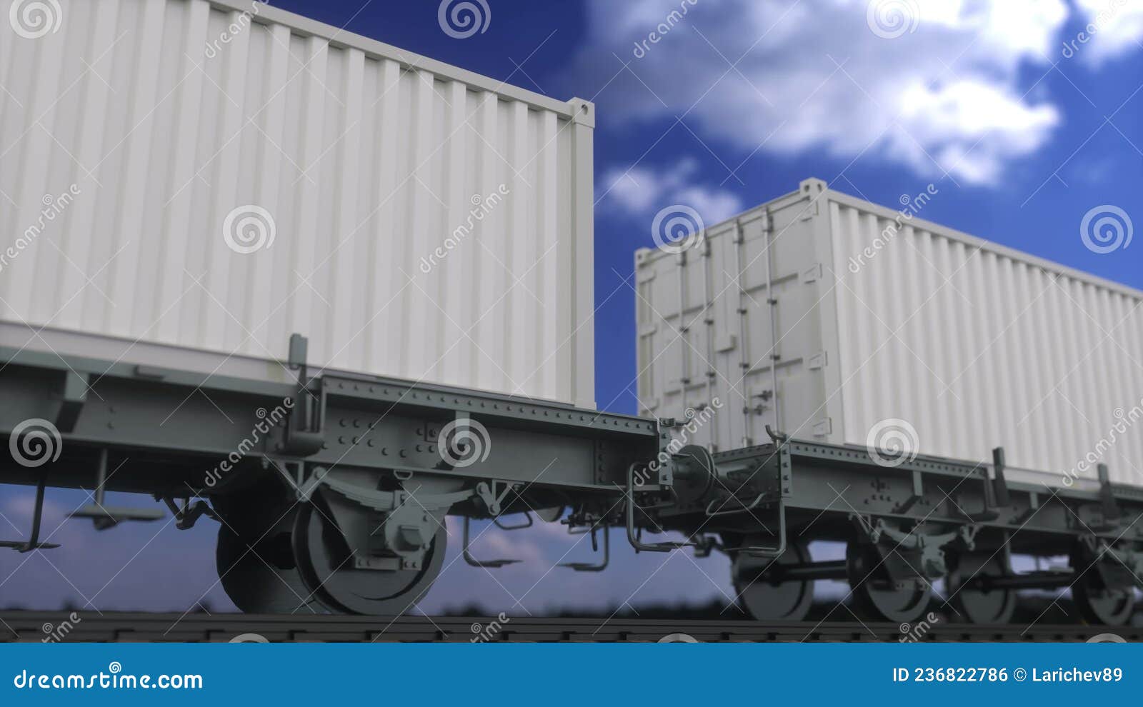 Cargo Train with Blank White Containers. Railway Transportation Stock ...