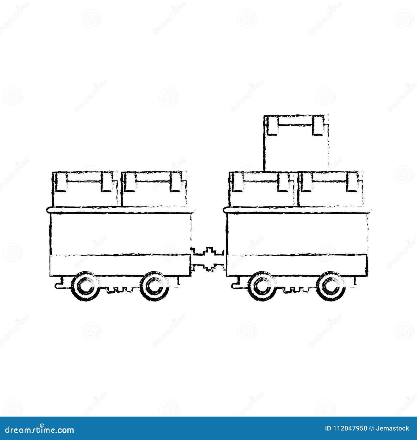 Cargo Train with Cardboard Boxes Side View Container Stock Vector ...