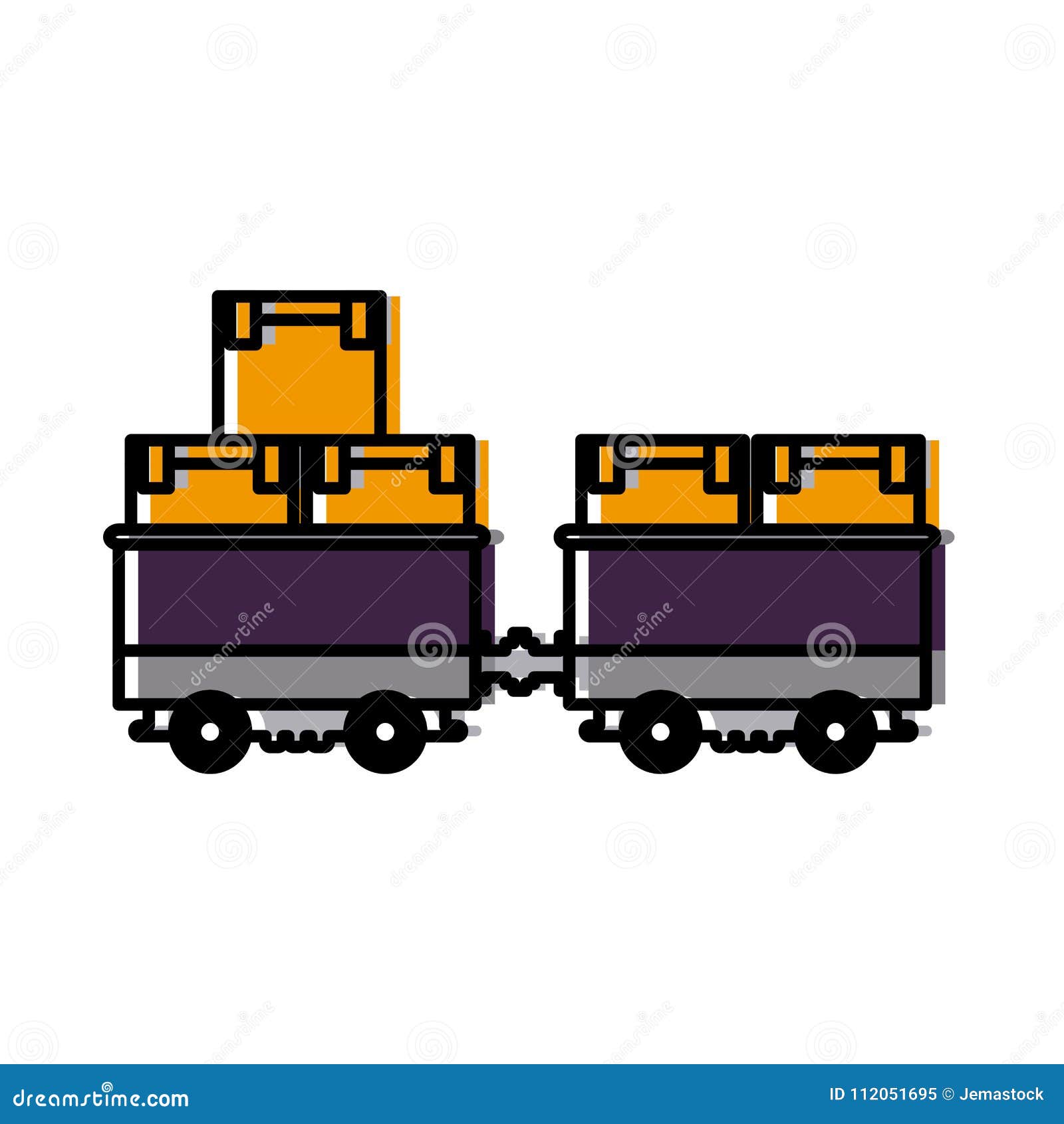Cargo Train with Cardboard Boxes Side View Container Stock Vector ...