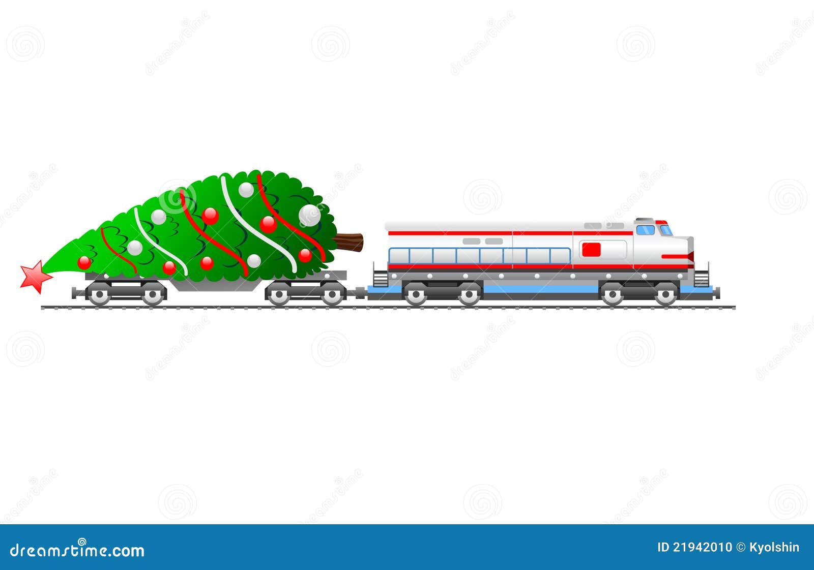 Cargo Train with Christmas Tree Stock Vector - Illustration of business ...