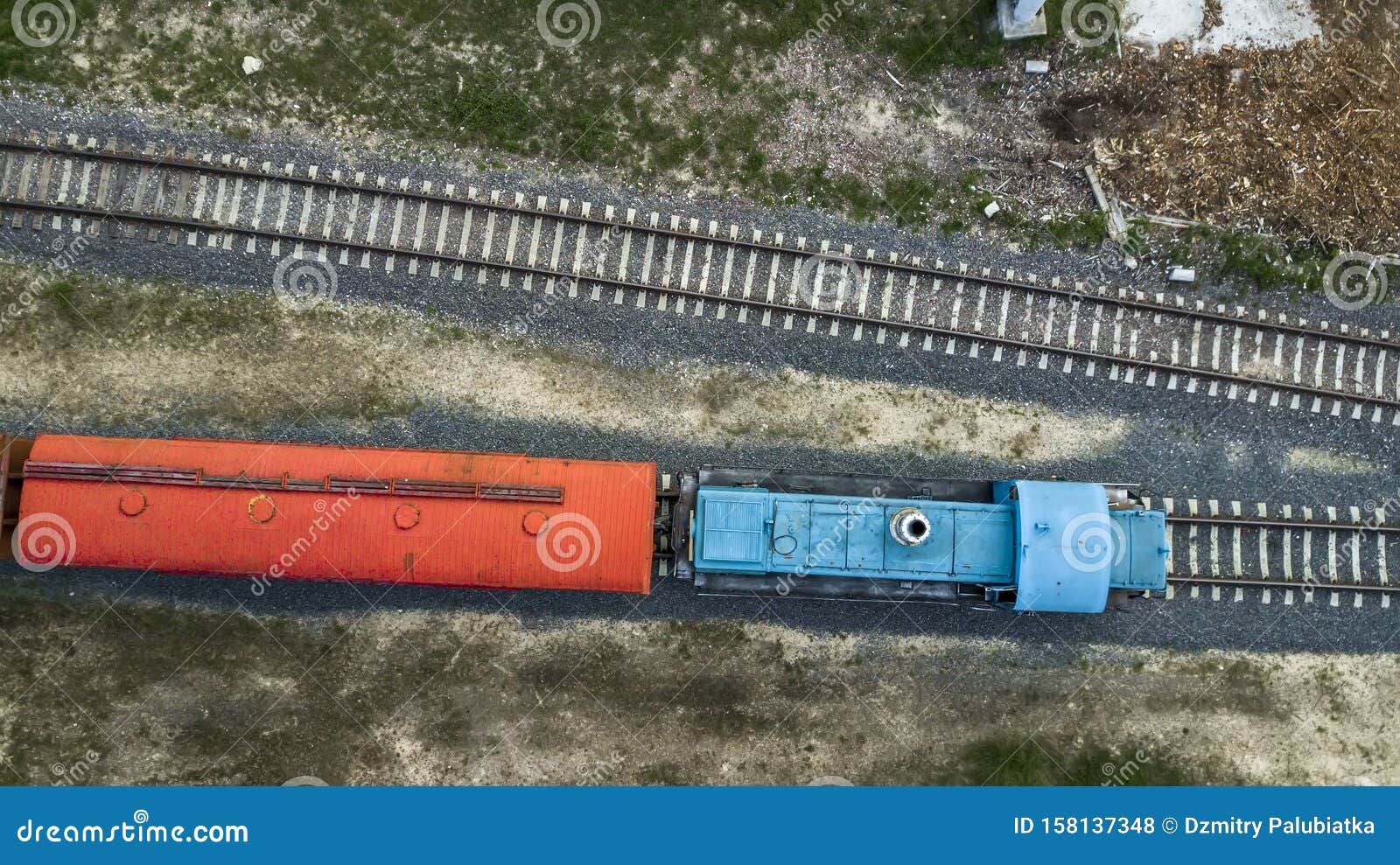 Cargo Train Closeup View from Above with Drone Stock Photo - Image of ...
