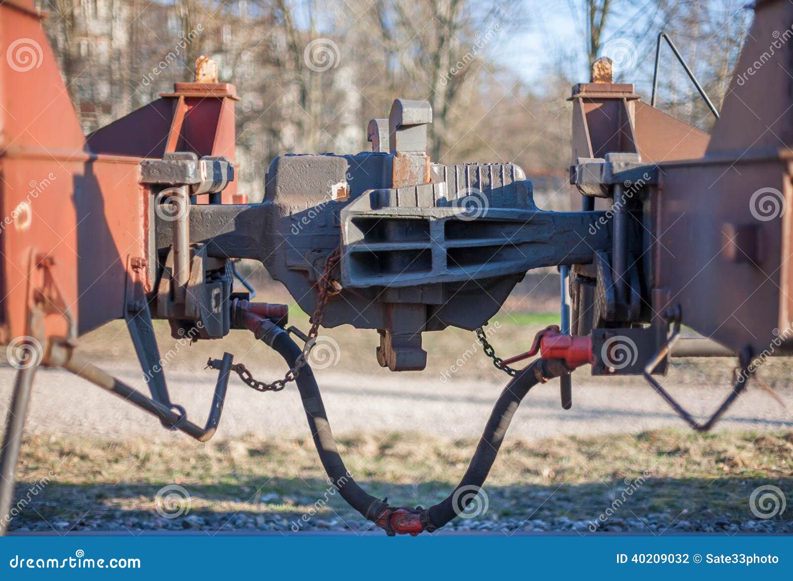 Cargo train coupling. stock photo. Image of join, engineering - 40209032