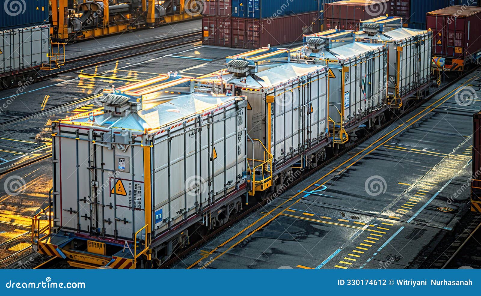 Cargo Train at a Freight Terminal Stock Illustration - Illustration of ...