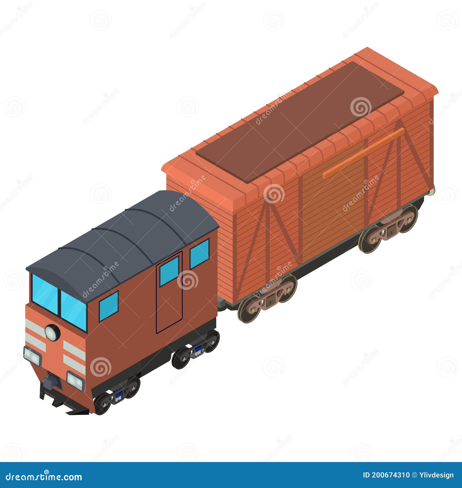 Cargo Train Icon, Isometric Style Stock Vector - Illustration of ...