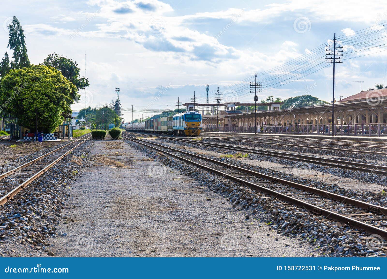 Cargo Train Platform with Container in Countryside Editorial Photo ...