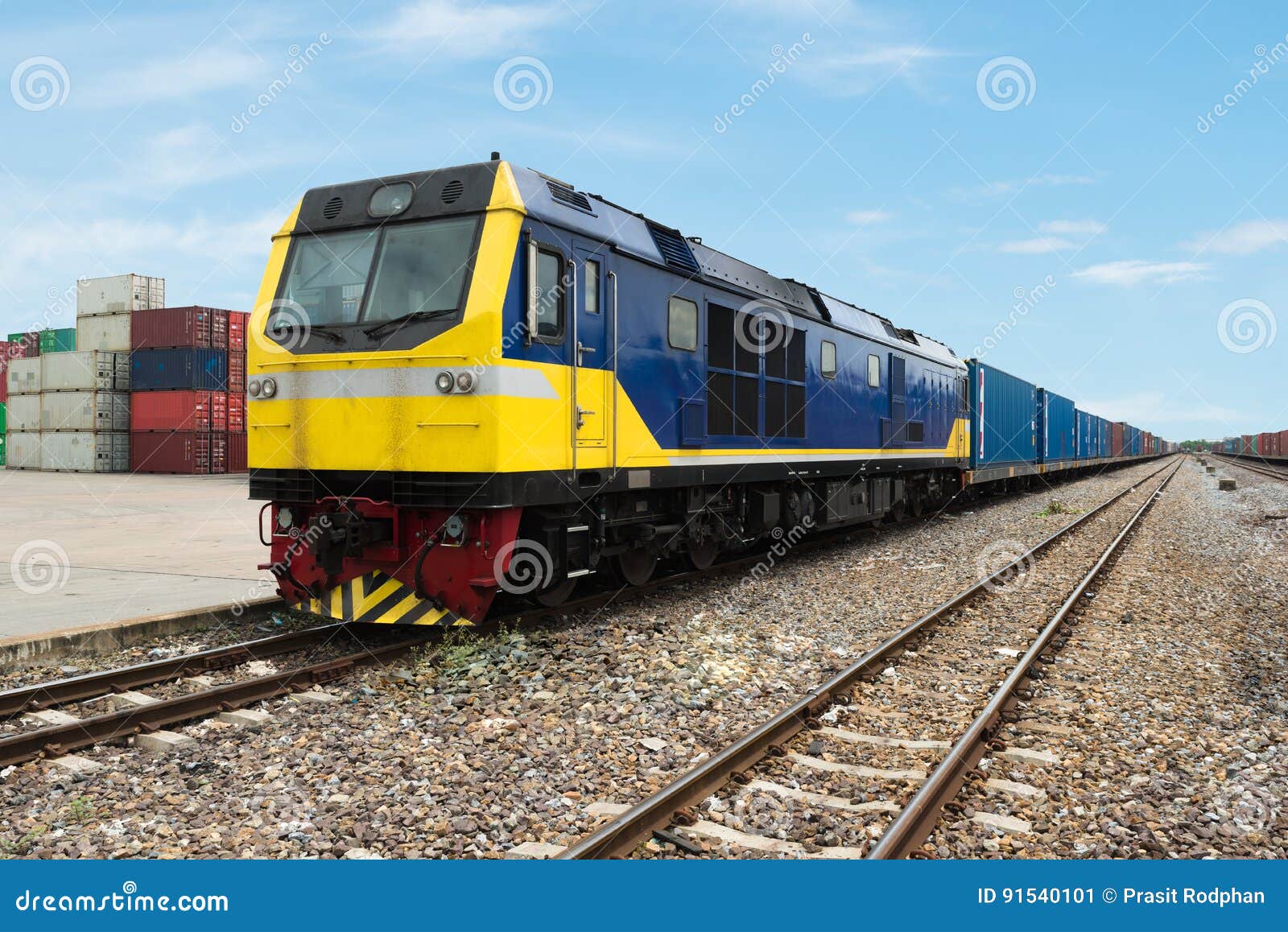 Cargo Train Platform with Freight Train Container at Depot Use F Stock ...