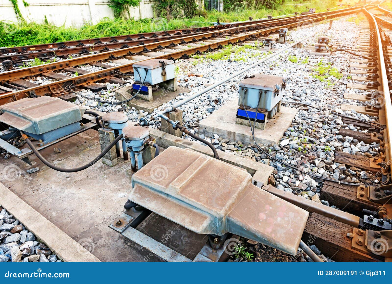 Cargo Train Platform at Sunset with Container Stock Image - Image of ...