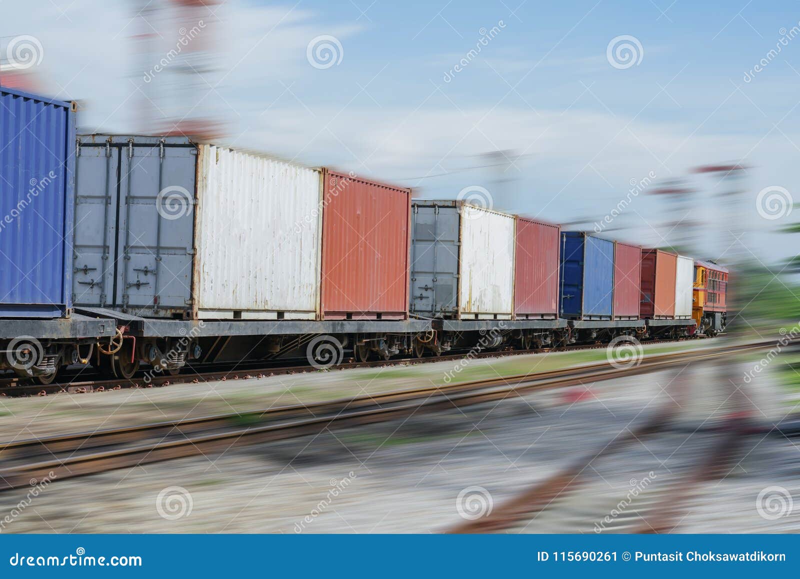 Cargo Train Platform Transport the Container Stock Image - Image of ...