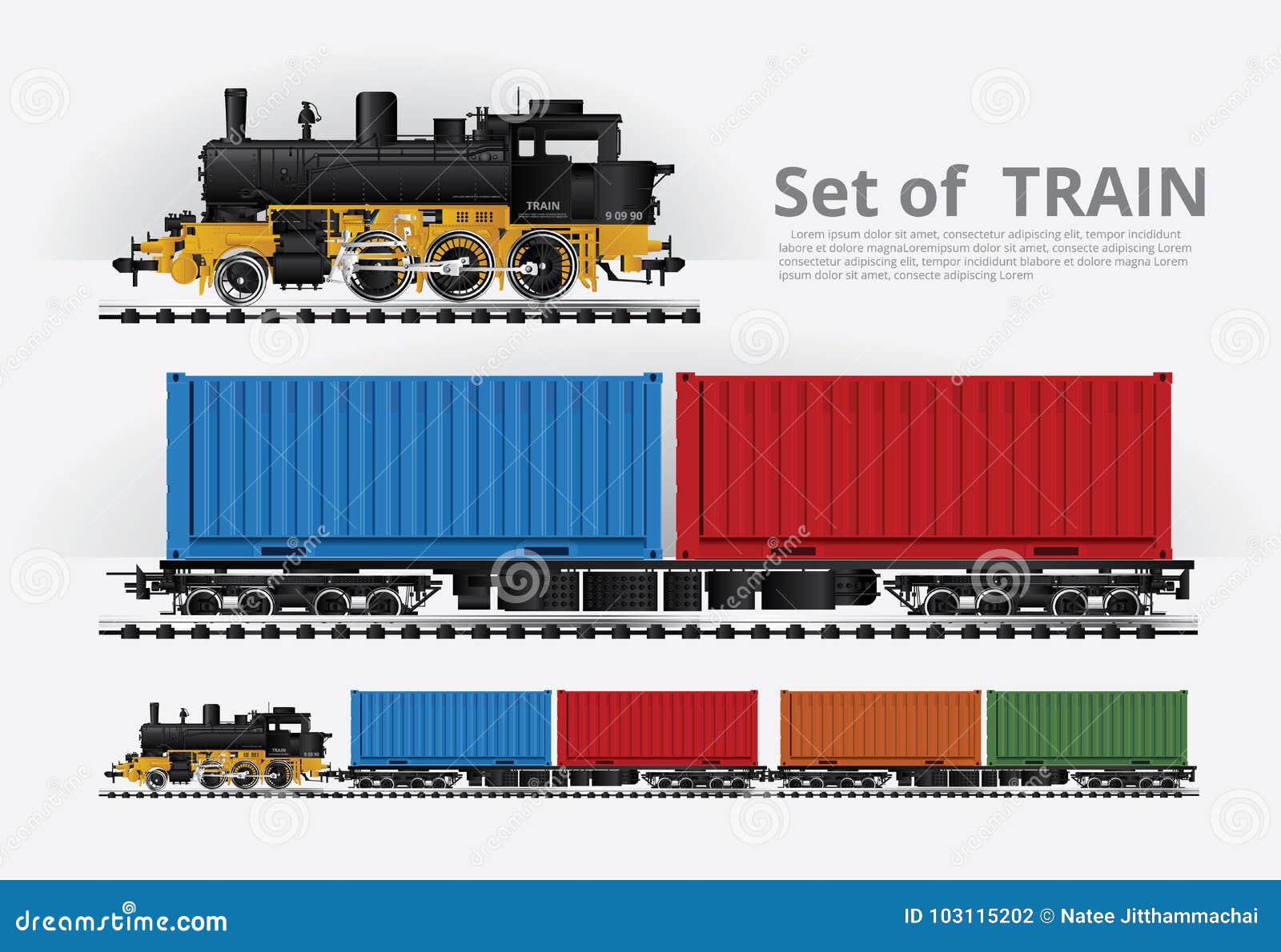 Cargo train on a rail road stock vector. Illustration of route - 103115202