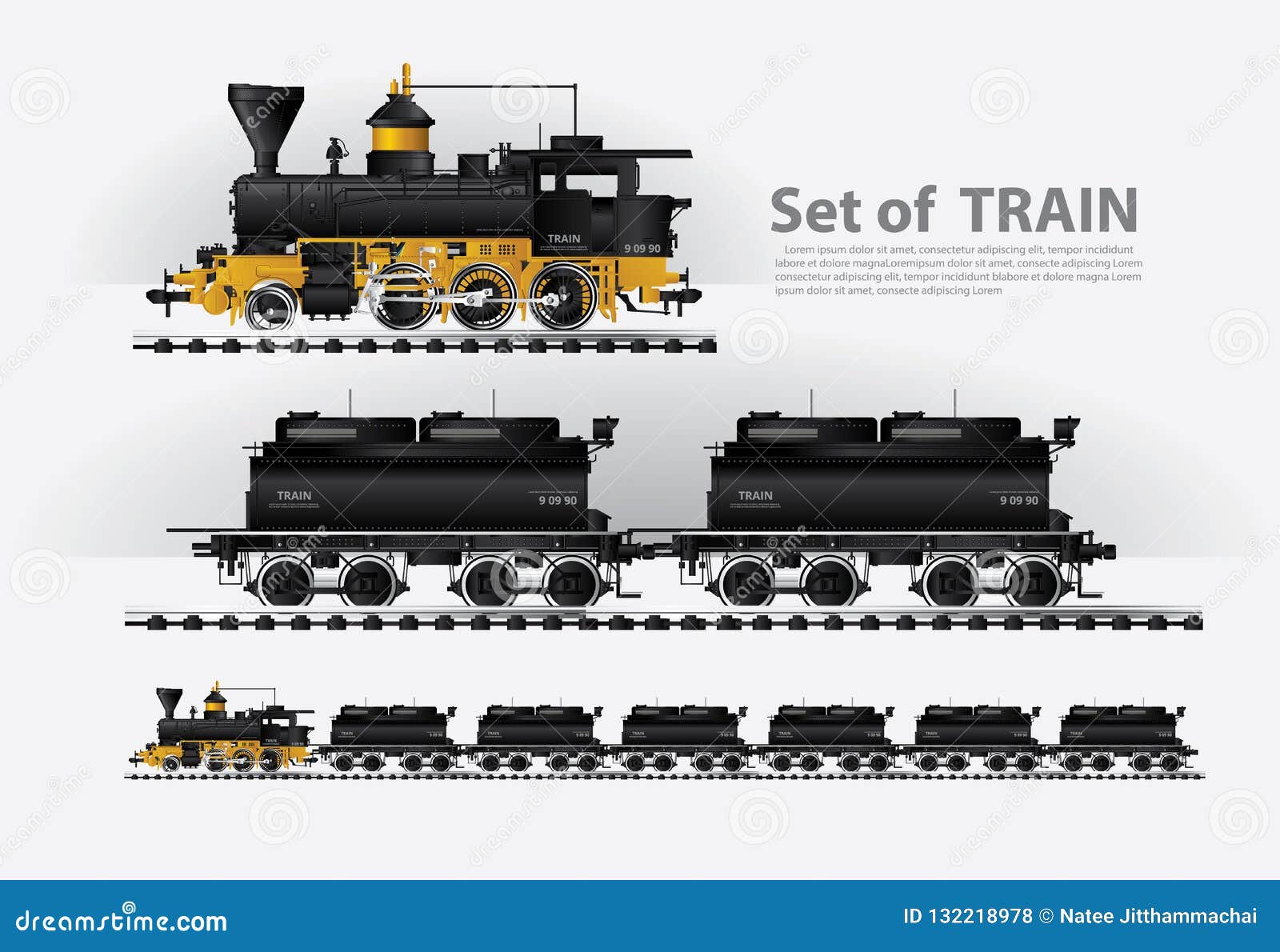 Cargo train on a rail road stock vector. Illustration of coach - 132218978