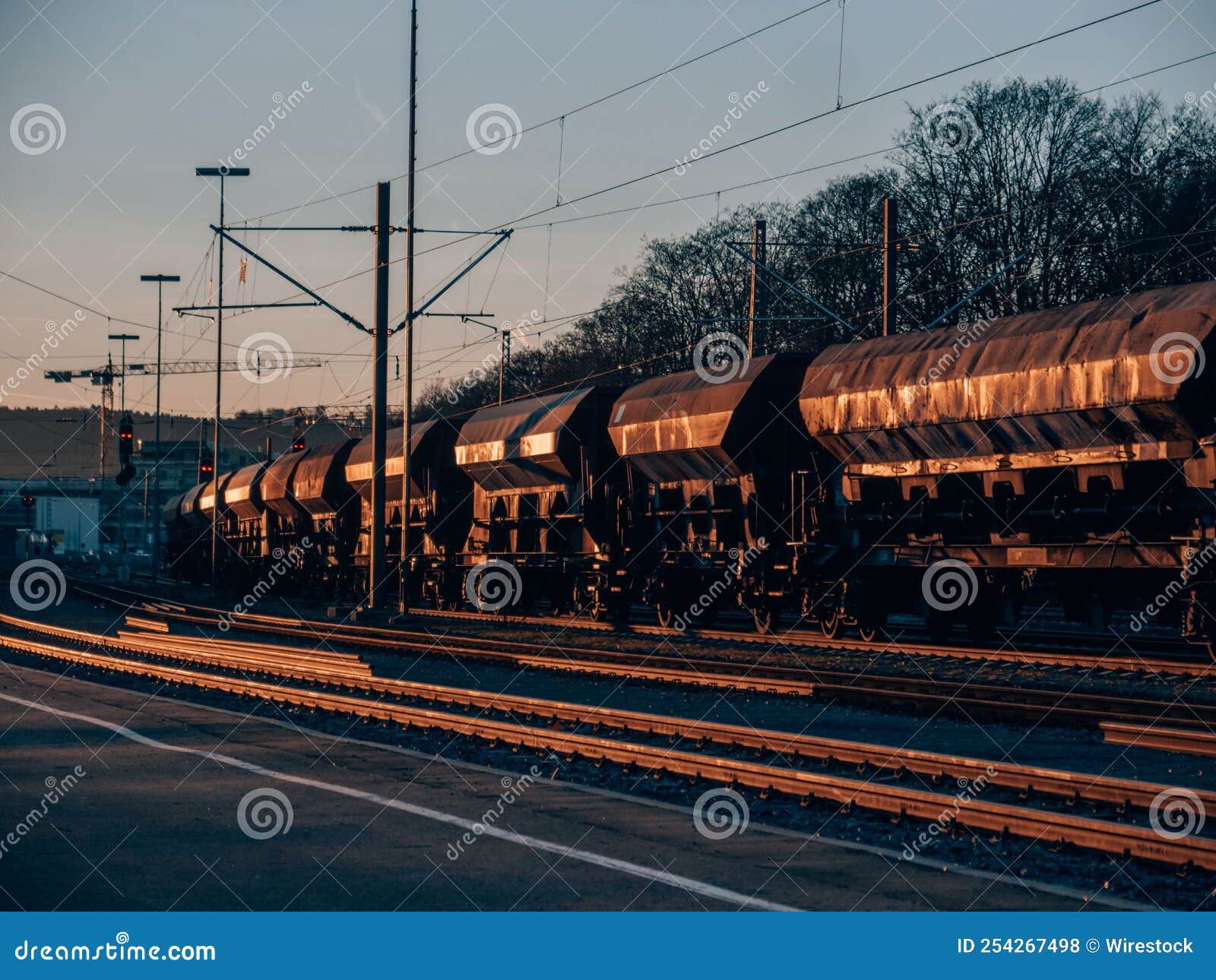 Cargo Train on Railways on a Sunny Day Stock Photo - Image of train ...