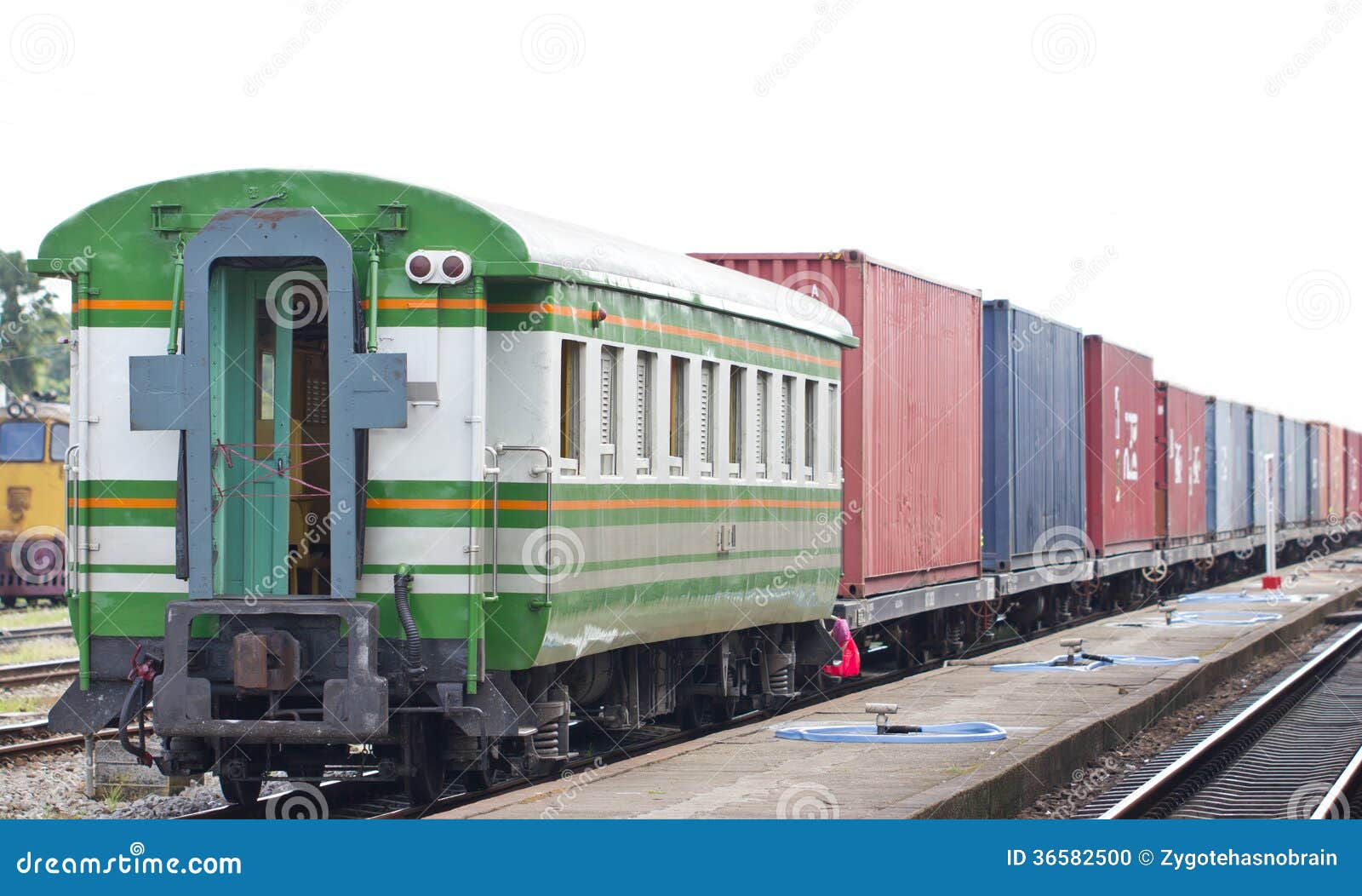 Cargo Train on Track at Station. Stock Photo - Image of thailand, track ...