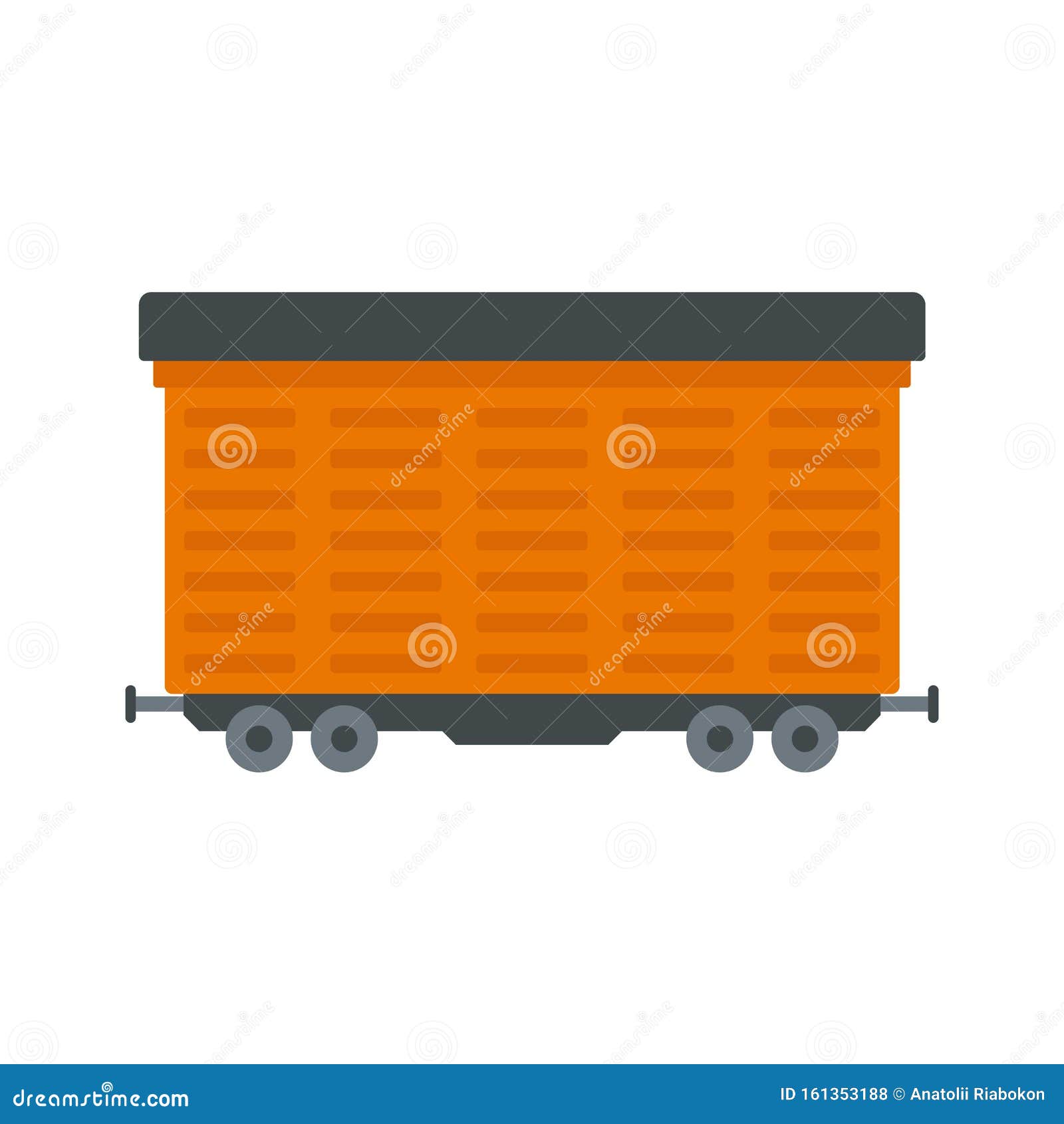 Cargo Train Wagon Icon, Flat Style Stock Vector - Illustration of ...