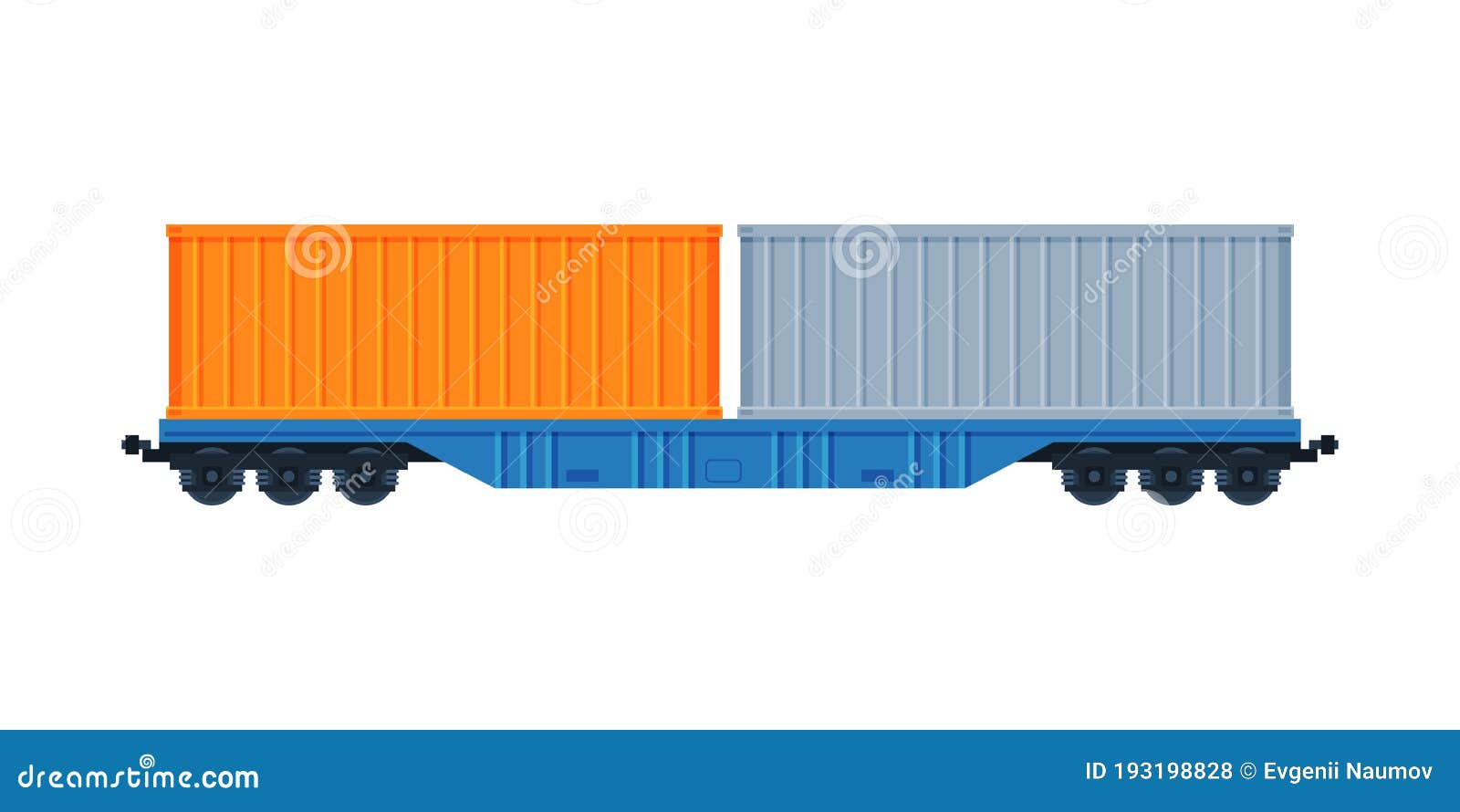 Cargo Train Wagons, Side, View, Railroad Transportation Flat Vector ...