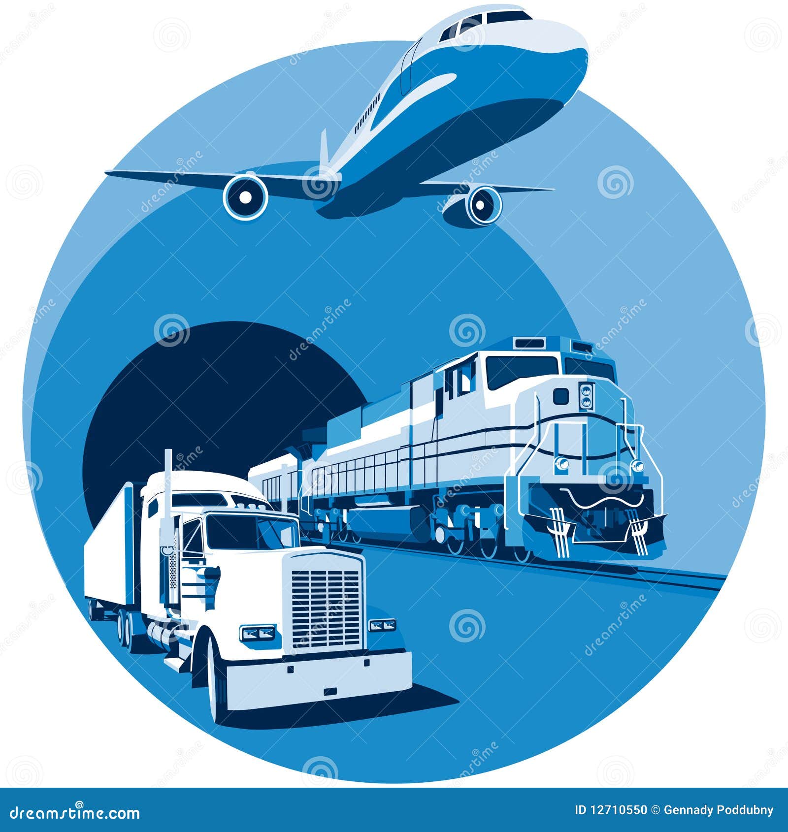 Cargo transportation blue stock vector. Illustration of carriage - 12710550