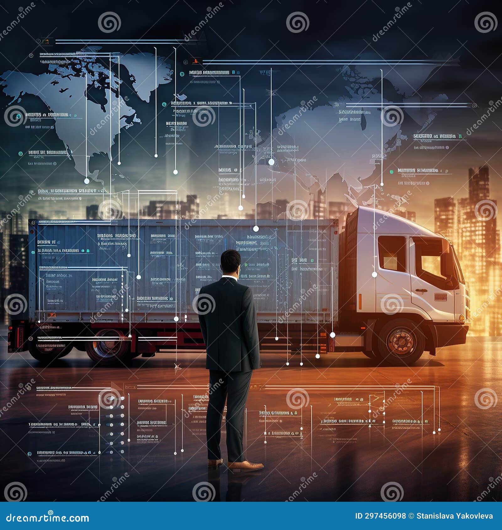 Cargo Transportation, Containers with Cargo and Man. Generative AI ...