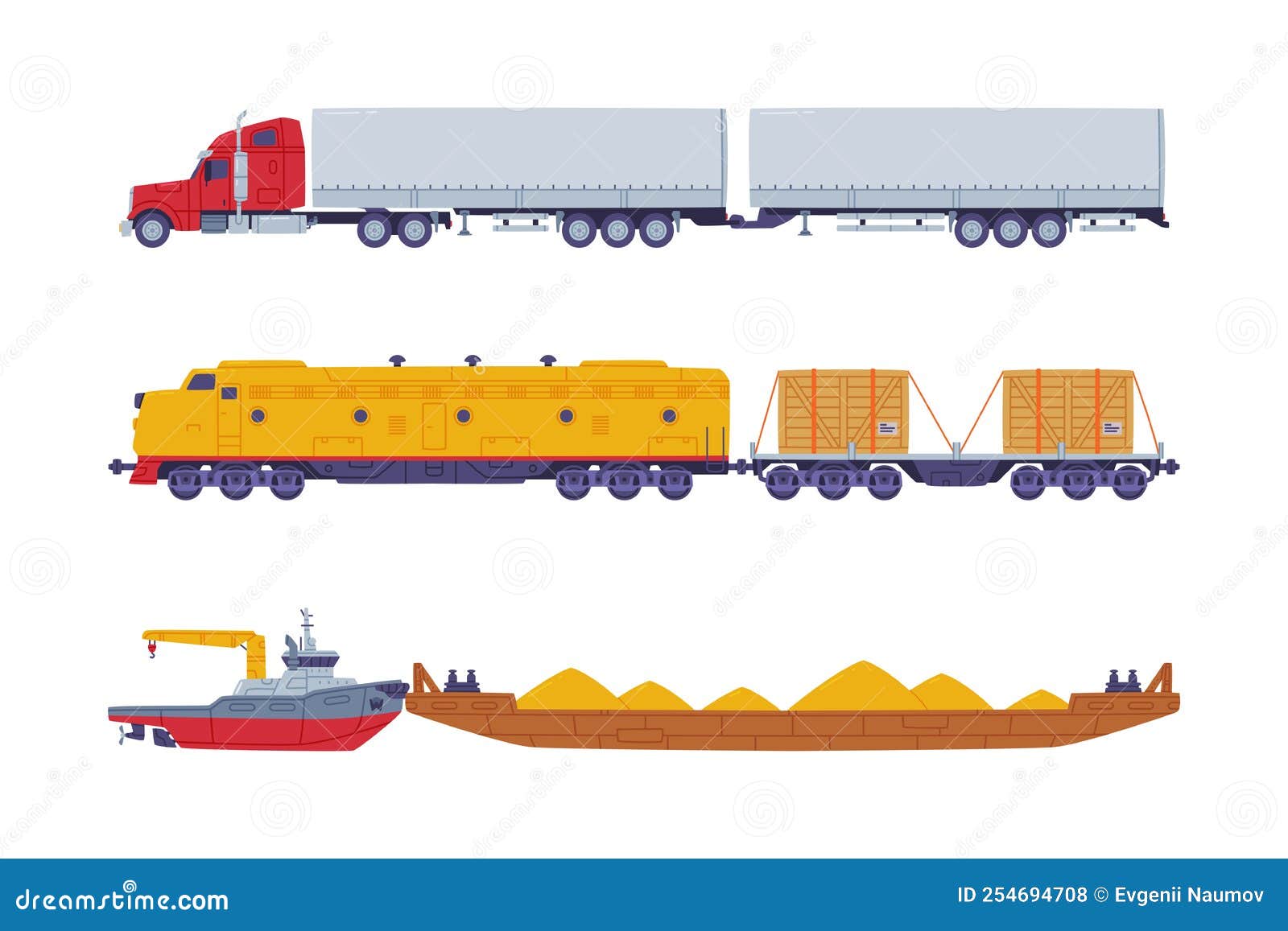 Cargo Transportation by Road, Ship and Train. Logistics Industry and ...