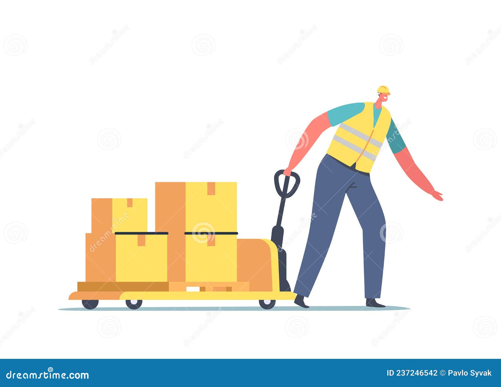 Cargo Transportation, Storage Logistic Concept. Worker in Uniform Pull ...