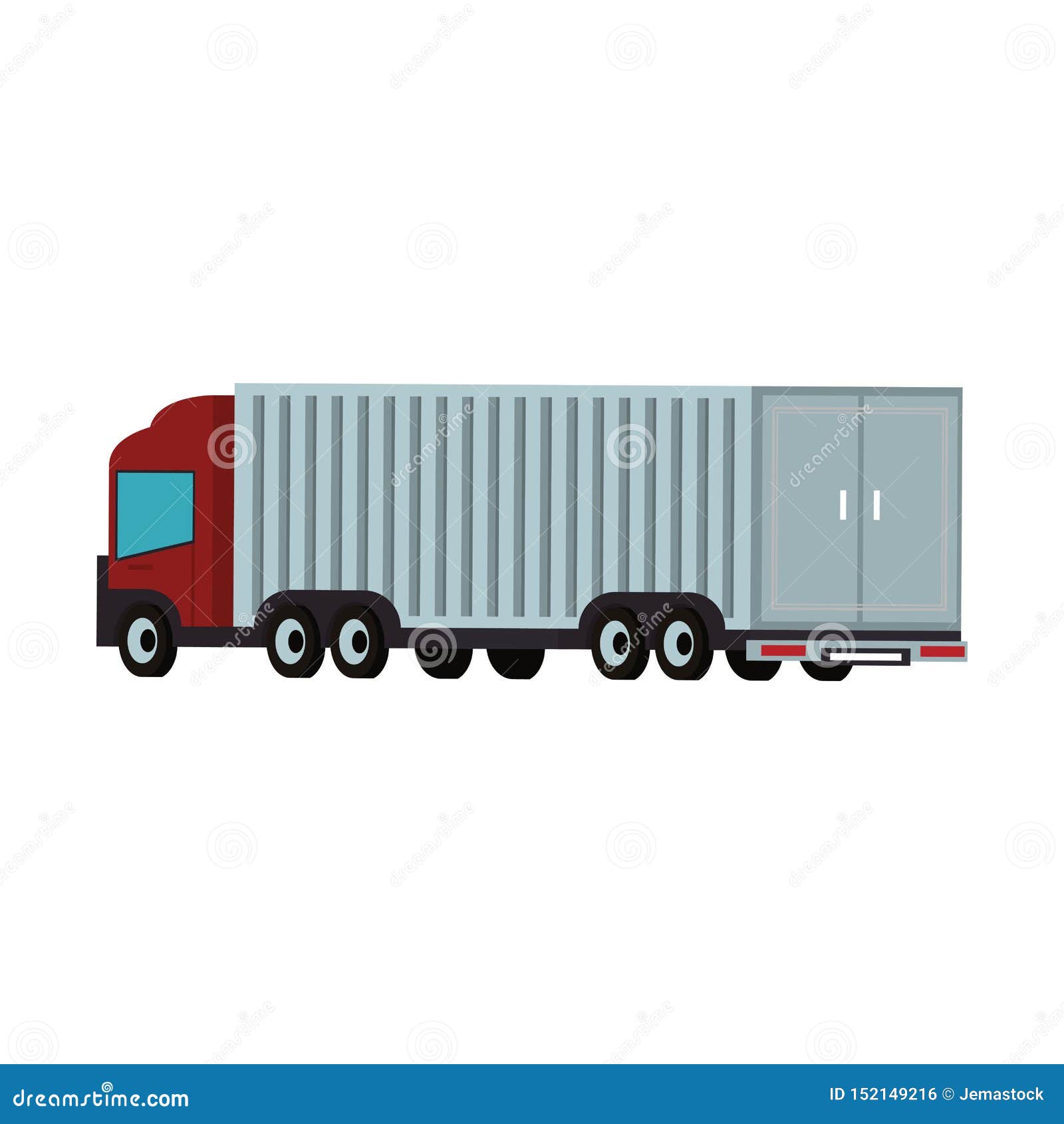 Cargo Truck with Container Back View Stock Vector - Illustration of ...