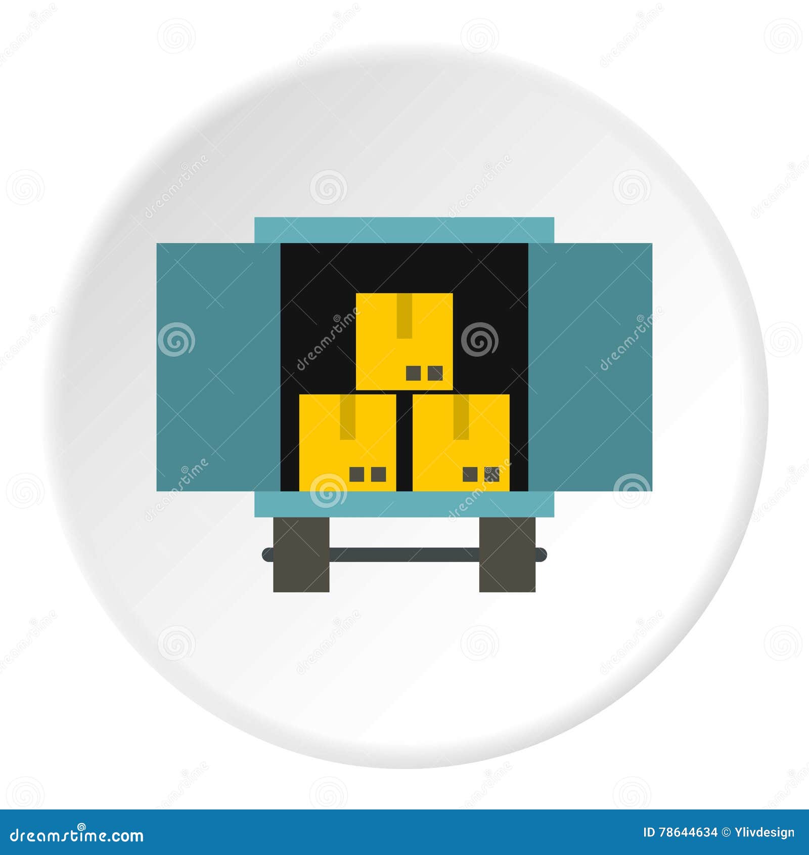 Cargo Truck with Load Icon, Flat Style Stock Vector - Illustration of ...