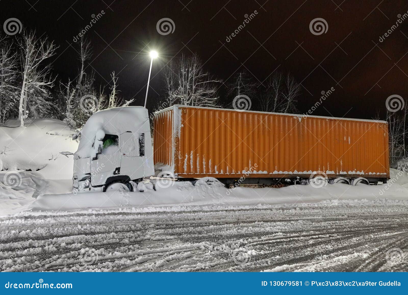 Cargo Truck in Snow stock image. Image of shipment, parking - 130679581