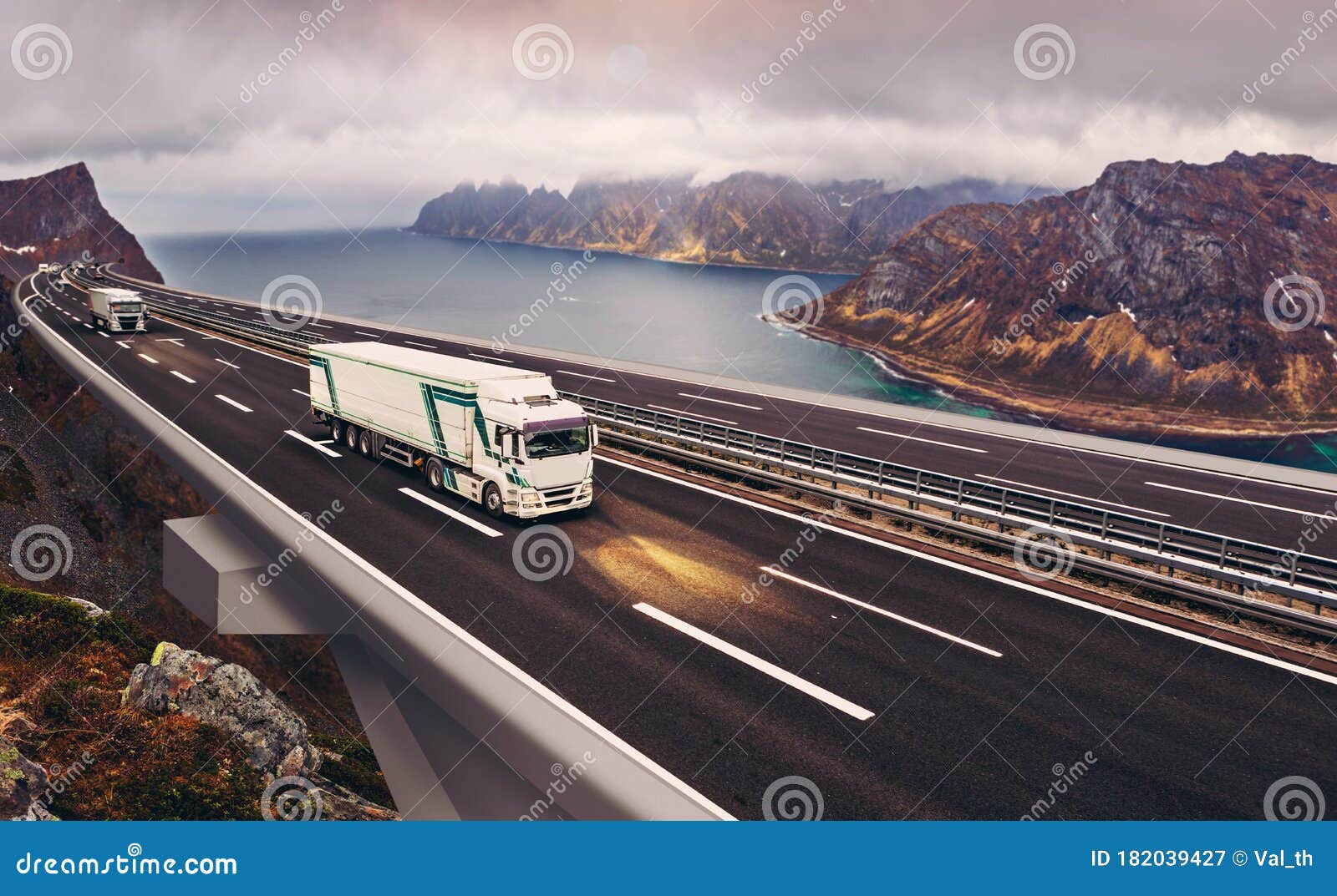 Cargo trucks on the way stock image. Image of lorry - 182039427