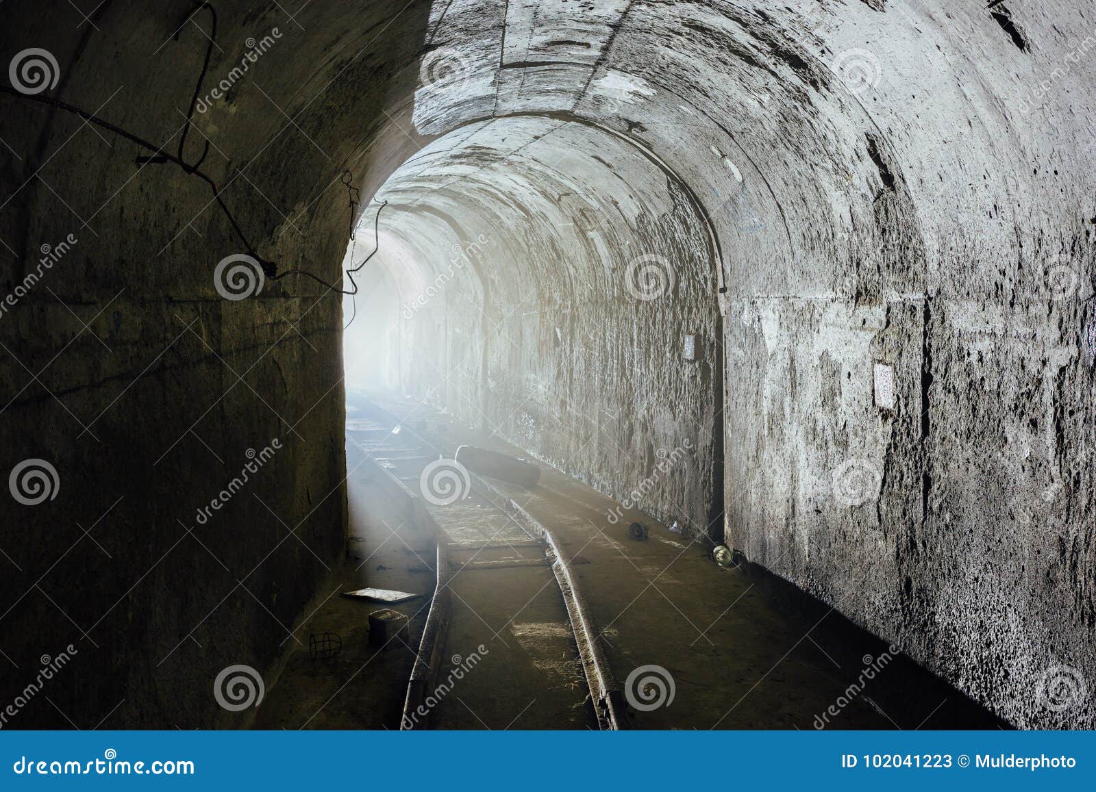 Cargo Tunnel in Abandoned Soviet Bunker with Railway. Turn the Tunnel ...