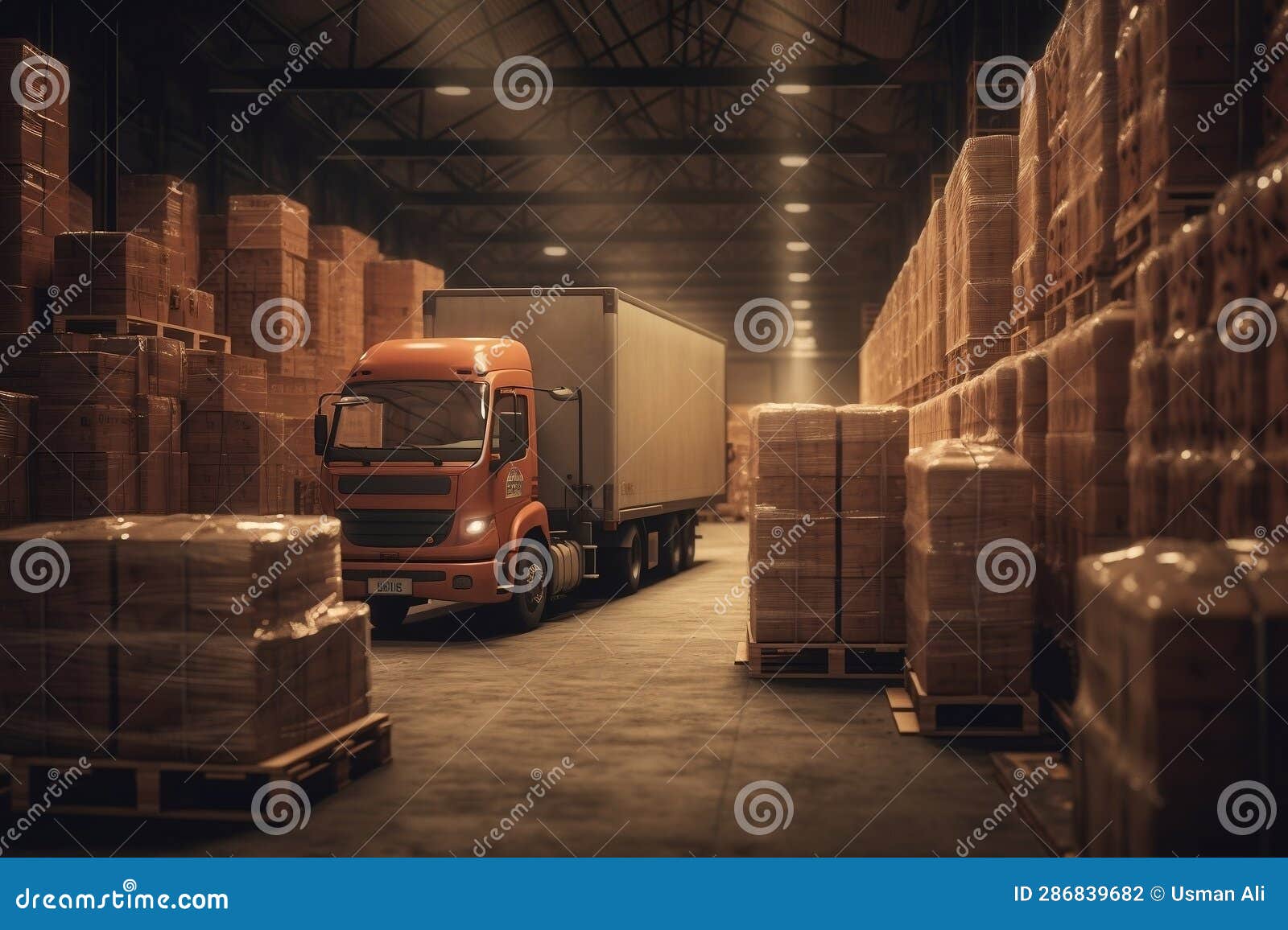 Cargo Unloading in Warehouse. AI Stock Illustration - Illustration of ...