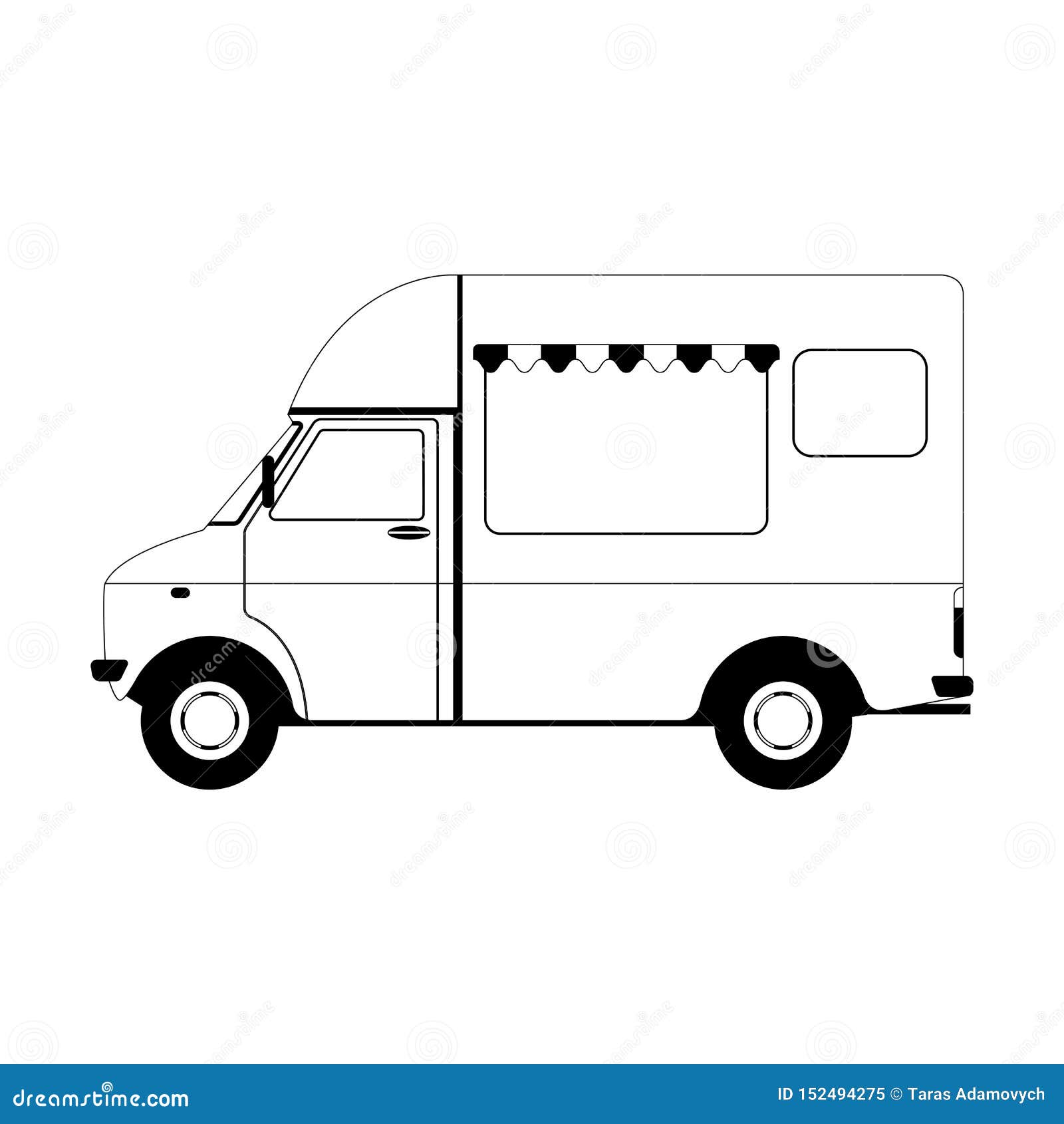 Cargo Van Ice Cream,vector Illustration, Lining Draw Stock Vector ...