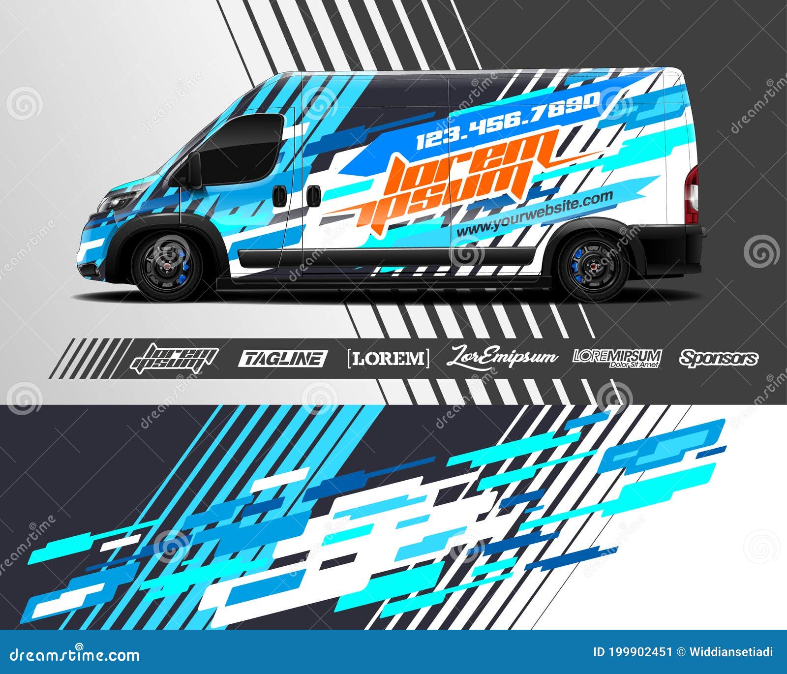Cargo Van And Car Wrap Vector, Truck Decal Designs, Graphic Abstract ...