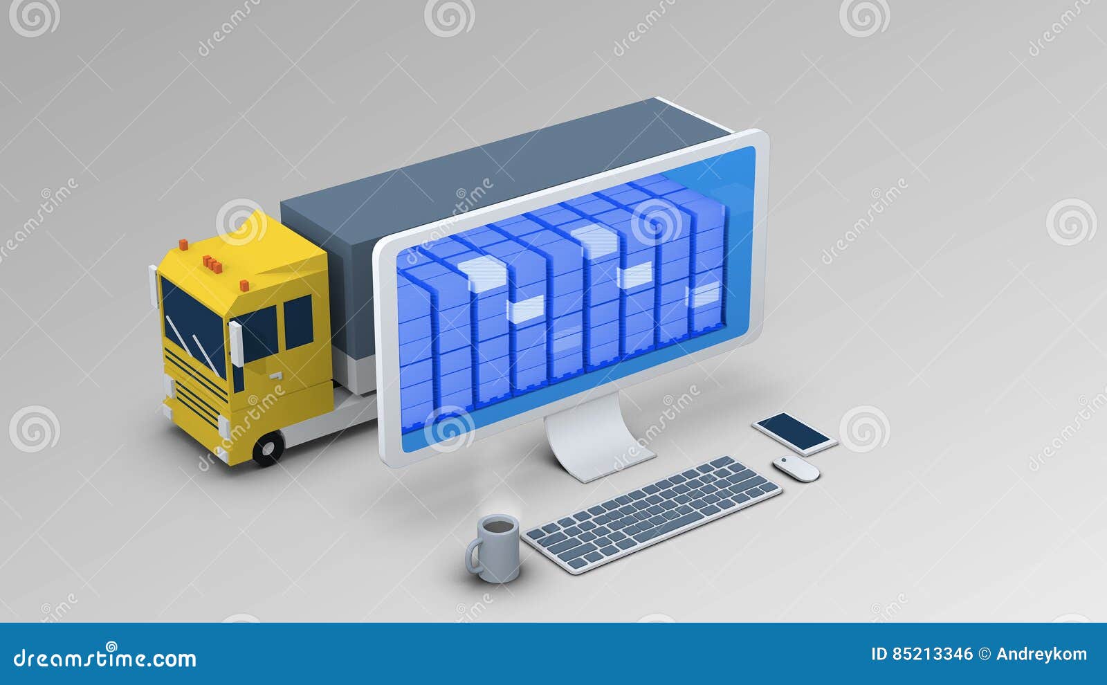 A Cargo Vehicle is Going through a Mobile X-ray Control. Cargo Scanning ...
