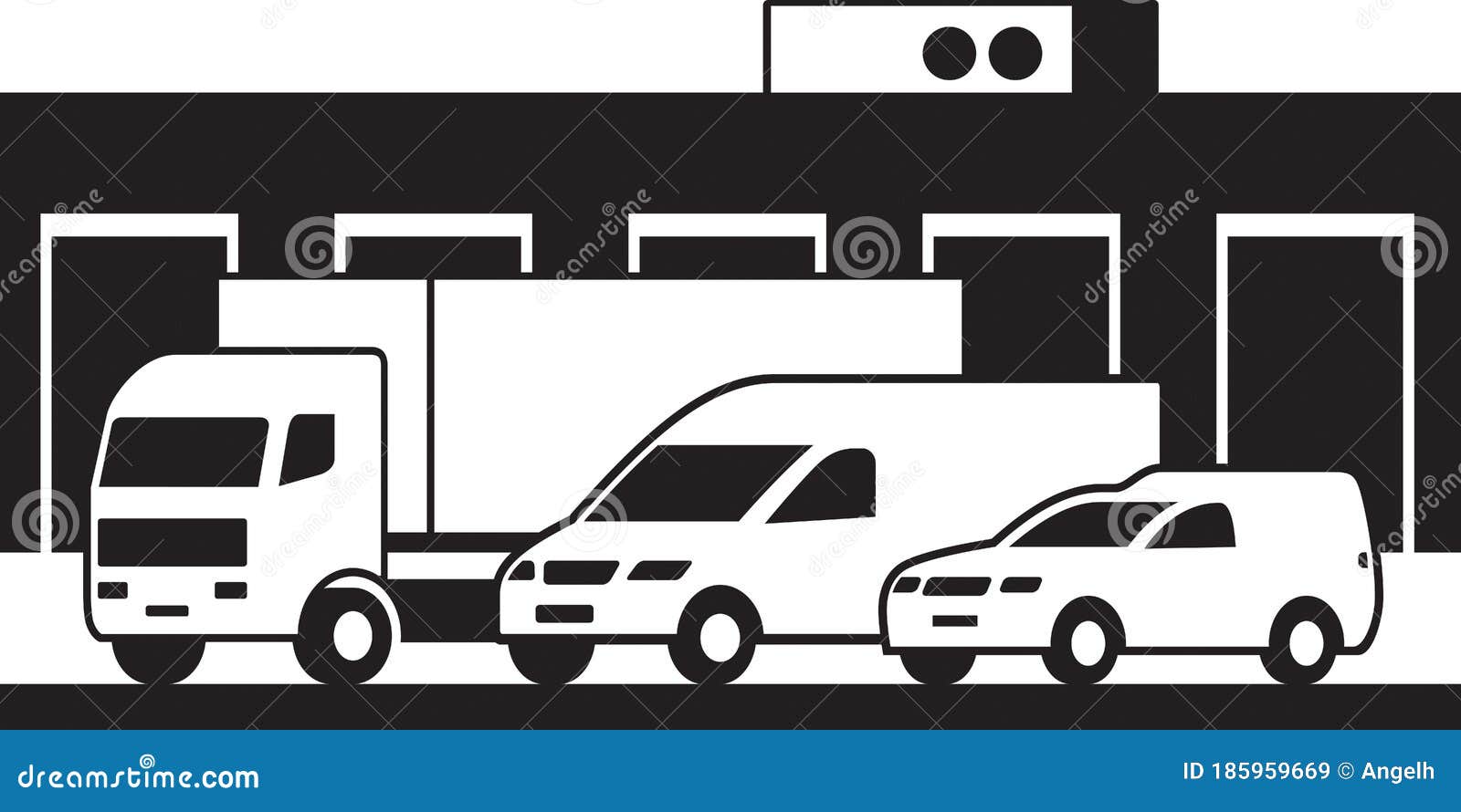 Cargo Vehicles and Warehouse Stock Vector - Illustration of loading ...