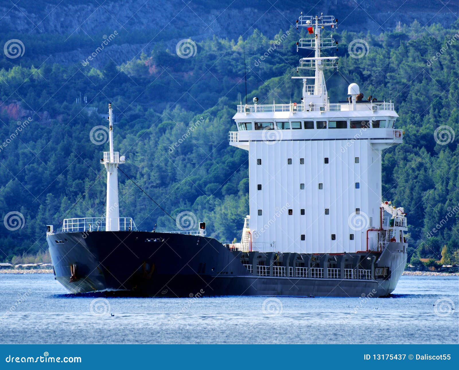 Cargo Vessel A1 stock image. Image of green, trees, coastline - 13175437